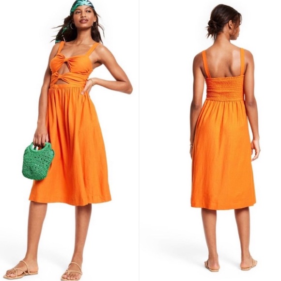Dresses | Fe Noel Target Double Cut Out Midi Dressorange Nwt | Poshmark
